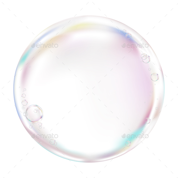 Rainbow bubble isolated on transparent background.illustration of multicolour soap foam balls ...